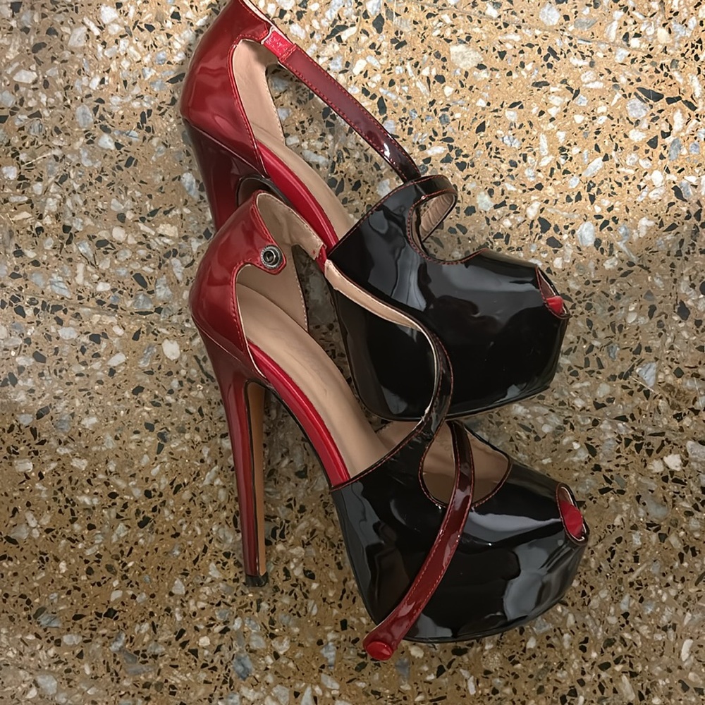 Super High Beautiful Red And Black Heels - Gem